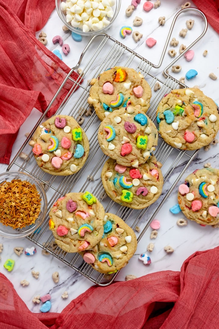 Lucky Charms Cookies topped with Marshmallow Cereal
