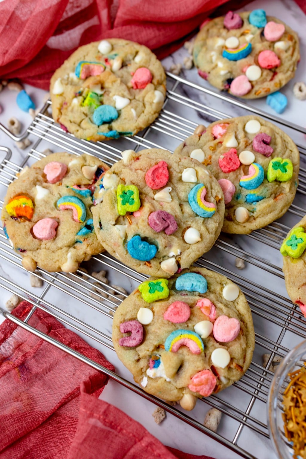 Lucky Charms Cookies topped with Marshmallow Cereal