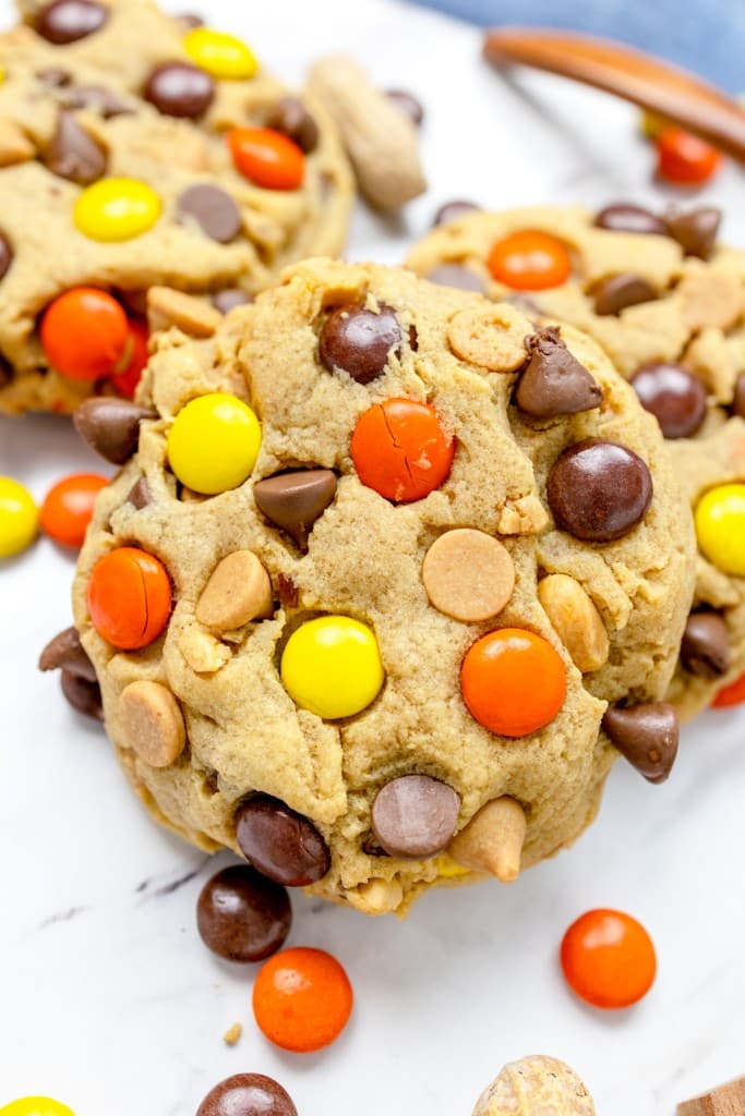 Reese's Pieces Peanut Butter Chip Cookies Crumbl Copycat