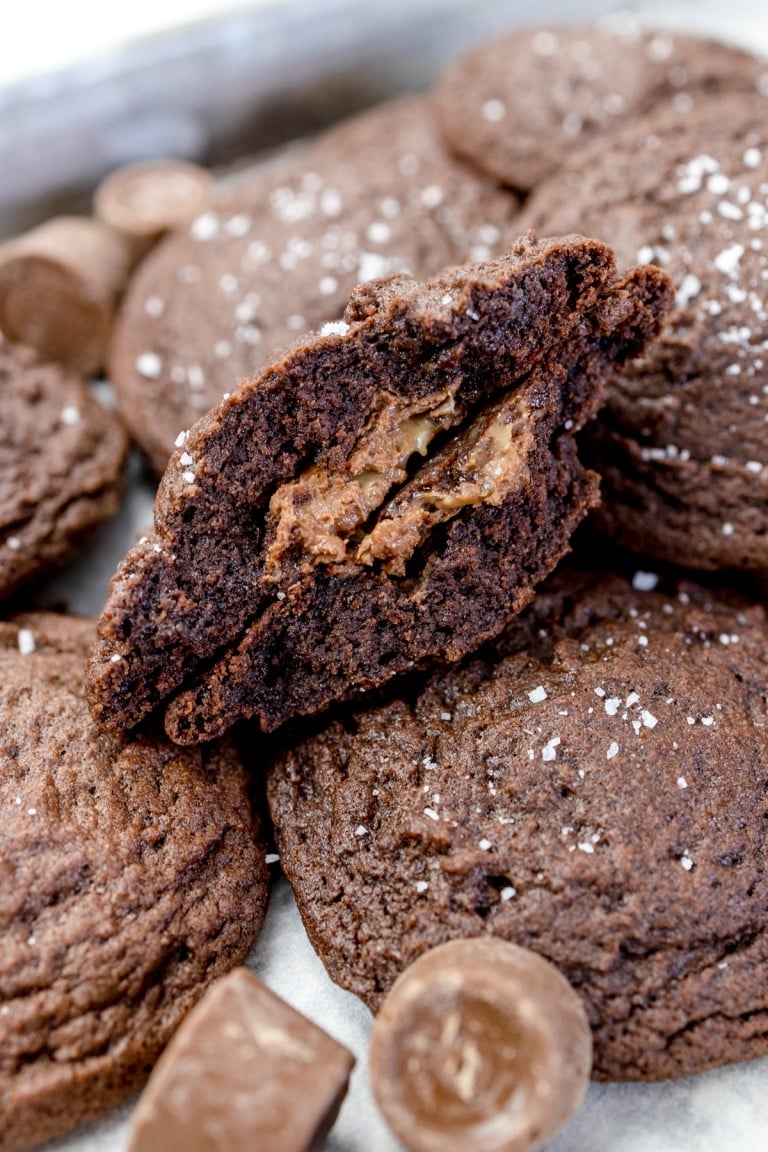 Rolo Cookies (Soft Chocolate Cookies w/ Gooey Caramel Centers)